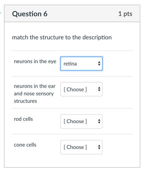 Solved Question 6 1 Pts Match The Structure To The Chegg Com