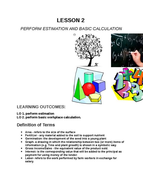 Lesson 2 Estimation And Basic Calculation Techniques In Horticulture