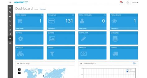opencart admin shortcut menu icons