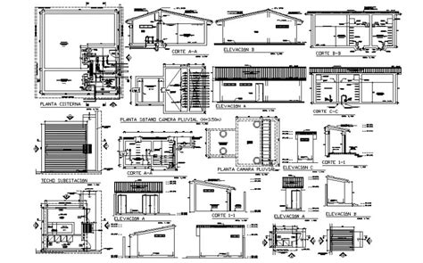 Work Plan Of Building With Elevation 2d View Drawing Autocad