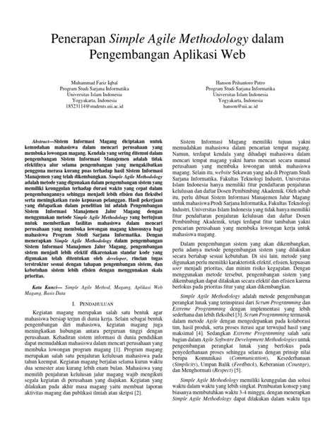 Penerapan Simple Agile Methodology Dalam Pengembangan Aplikasi Web Pdf