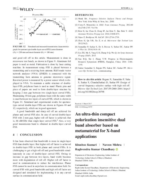 Pdf An Ultra Thin Compact Polarization Insensitive Dual Band Absorber Based On Metamaterial