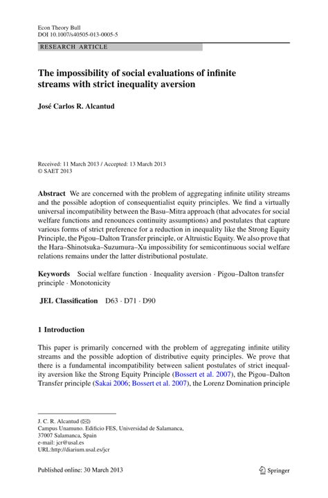 PDF The Impossibility Of Social Evaluations Of Infinite Streams With
