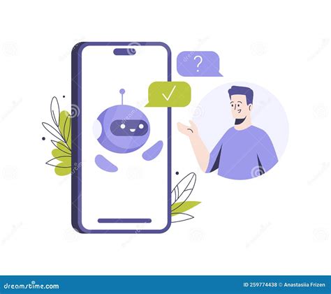 Customers Having Dialog With Chatbot On Smartphone A Cute Robot On The