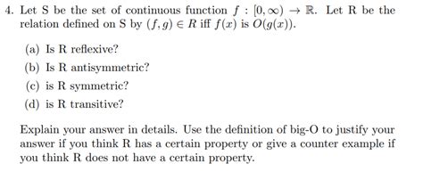 solved 4 let s be the set of continuous function f О oo