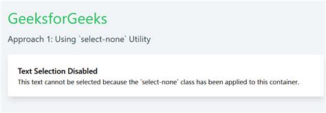 How To Disable Text Selection In Tailwind Css Geeksforgeeks