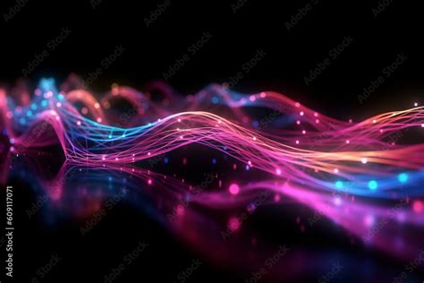 Abstract Futuristic Network Connection Fiber Optic Transmission Line Hop To Hop Delivery