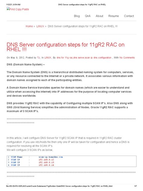 Dns Server Configuration Steps For 11gr2 Rac On Rhel Pdf Domain