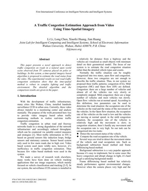 Pdf A Traffic Congestion Estimation Approach From Video Using Time Spatial Imagery