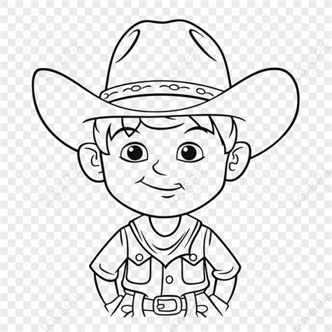 카우보이 색칠 페이지 개요 스케치 그림의 그림 벡터 하얀색 개요 예술 Png 일러스트 무료 다운로드 Lovepik