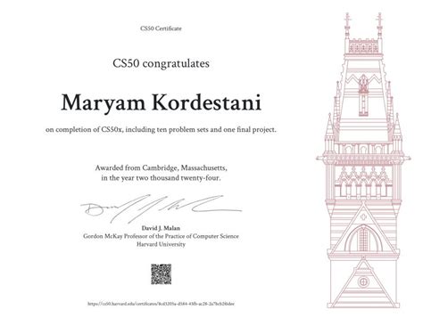 Maryam Kordestani On Linkedin Cs50x Computerscience Programming Cs50certificate