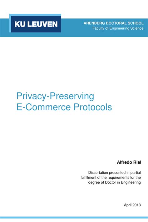PDF Privacy Preserving E Commerce Protocols