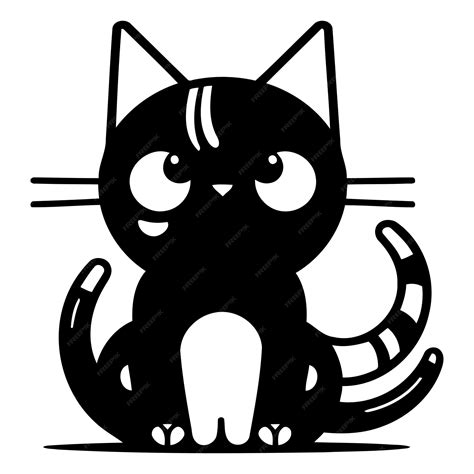 Premium Vector Cute Cartoon Black Cat Sitting On A White Background Vector Illustration