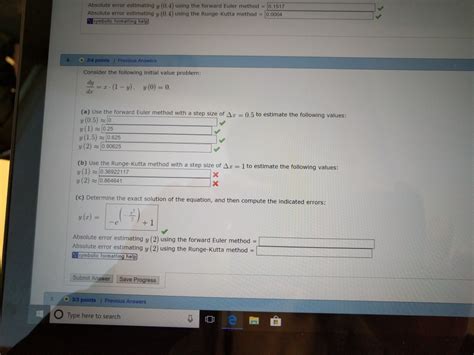 Solved Absolute Error Estimating Y 04 Using The Forward
