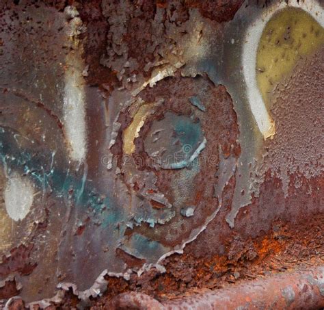 Abstract Background Rust Peeling Paint And Grafetti And Number 9 Stock
