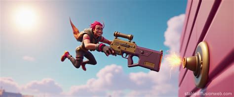 Fortnite Character Soars Through The Sky Stable Diffusion Online