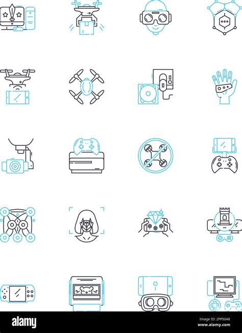 Mobile Technology Linear Icons Set Smartphs Tablets Wearables Apps