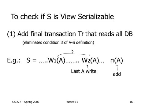 Ppt Cs Database System Implementation Notes View Serializability Powerpoint