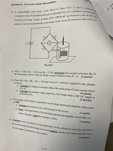 Solved A Quarter Bridge Strain Gauge Circuit Shown In Chegg