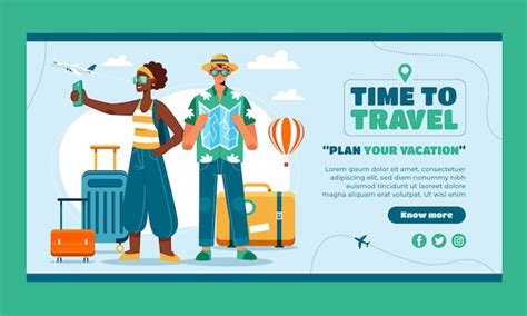 여행사를 위한 플랫 소셜 미디어 프로모션 템플릿 무료 벡터