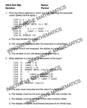 Computer Science Principles Iteration Big Idea Lesson TpT