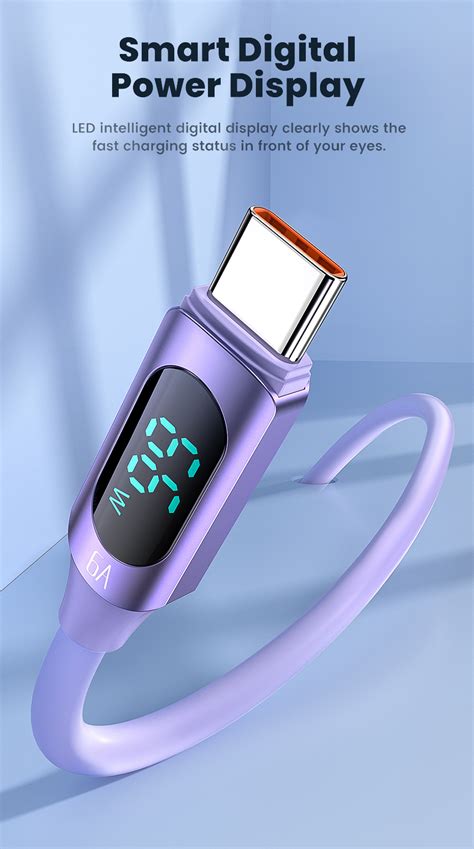 Toocki 66W 6A USB Type C สายชารจเรว USB2 0 สายดาตา 100W Type C to Type C สายชารจ ดวยจอแสดง