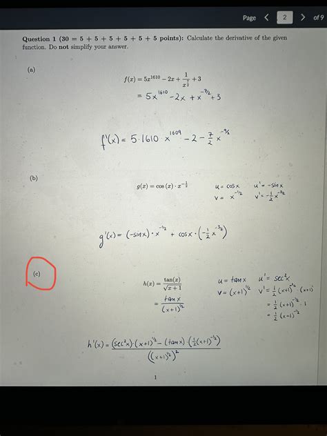 Solved Calculate The Derivative Of The Given Function Do