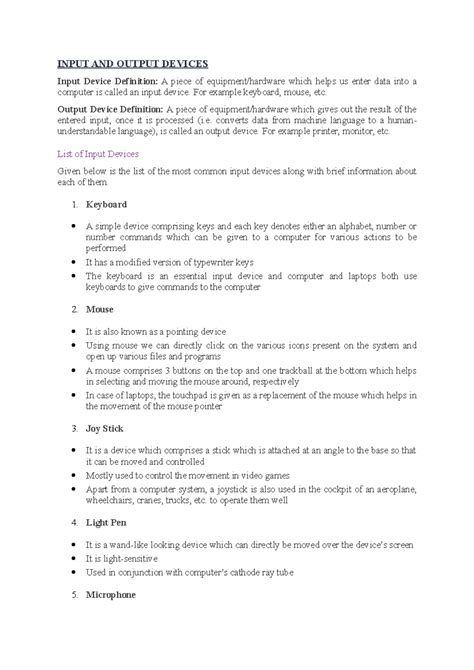 Input And Output Devices Input And Output Devices Input Device