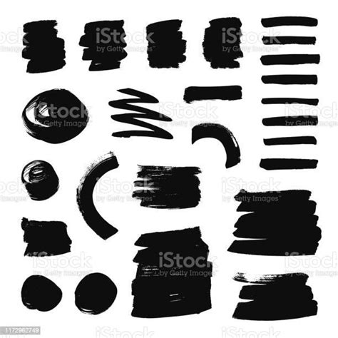 손으로 그린 브러쉬 스트로크 세트입니다 벡터 그런지 오브젝트입니다 디자인 요소 한 줄로에 대한 스톡 벡터 아트 및 기타 이미지 한 줄로 형광펜 때묻은 Istock