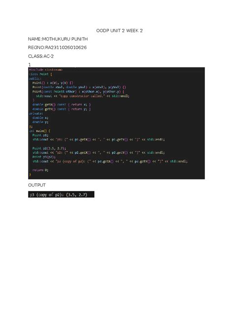 WEEK2 RA2311026010626 Object Oriented Design And Programming NAME