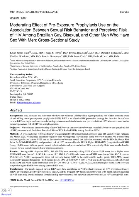 Pdf Moderating Effect Of Pre Exposure Prophylaxis Use On The