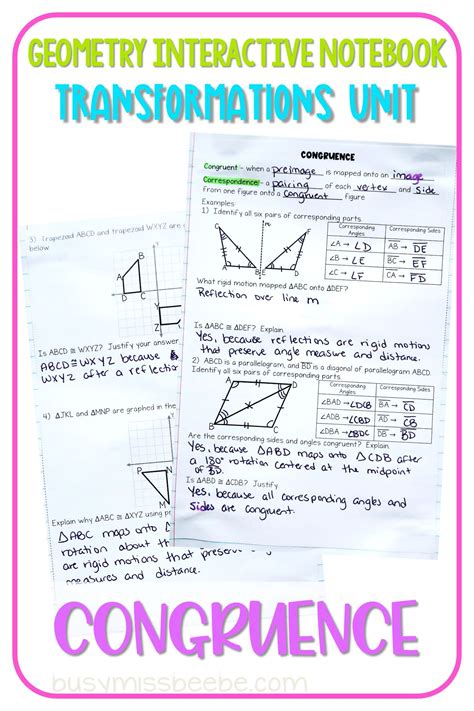 Transformations Unit Congruence Geometry Interactive Notebook In 2023 Interactive Notebooks