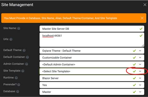 Issue Site Management Green Checkmark But Error Notificiation