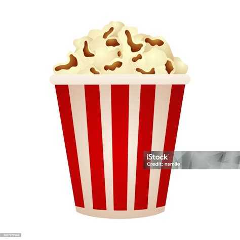 벡터 흰색과 빨간색 줄무늬 양동이 팝콘 커널 닫기 측면 고립 0명에 대한 스톡 벡터 아트 및 기타 이미지 0명 대형 마실 것 Istock