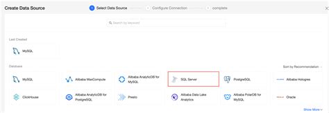 create an alibaba cloud data source of the sqlserver type quick bi alibaba cloud