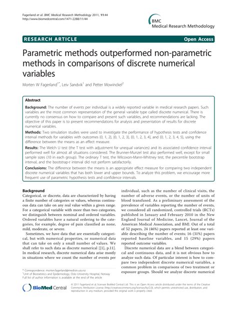 Pdf Parametric Methods Outperformed Non Parametric Methods In