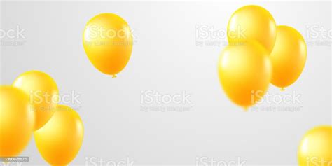 파티를위한 노란색 풍선이있는 축하 배경 3d 풍선 가상 디자인 기념일에 대한 스톡 벡터 아트 및 기타 이미지 기념일 노랑 놀라움 Istock