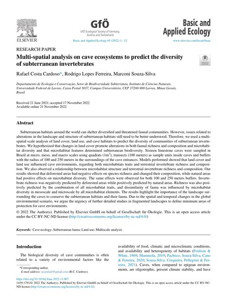 Pdf Multi Spatial Analysis On Cave Ecosystems To Predict The