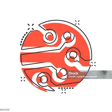 만화 스타일의 회로 기판 아이콘입니다 기술 마이크로 칩 벡터 만화 일러스트 그림 그림입니다 프로세서 마더 보드 비즈니스 개념