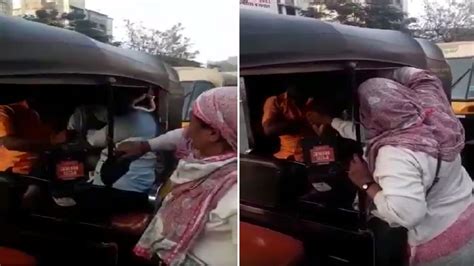 Viral Video Women Beaten Shivsena Department Head In Auto For Demanding