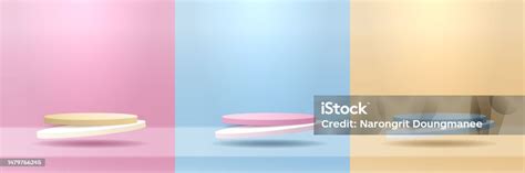 화장품 배경 및 제품 프레젠테이션 브랜딩 및 포장 프레젠테이션을 위한 프리미엄 연단 디스플레이를 설정합니다 배경의 그림자가 있는 스튜디오 무대 벡터 디자인 0명에 대한 스톡