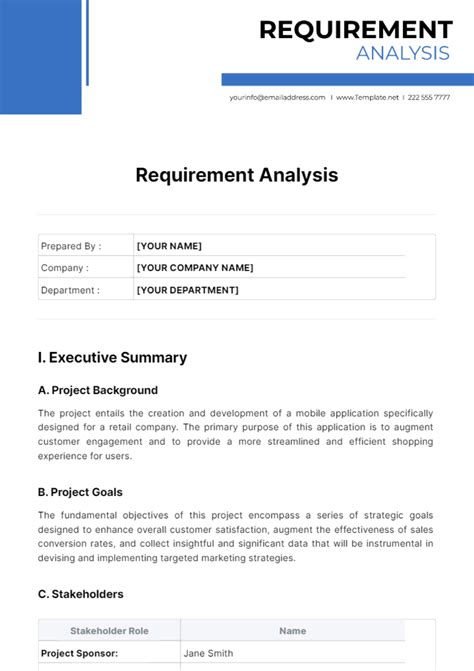 Free Requirement Analysis Template To Edit Online