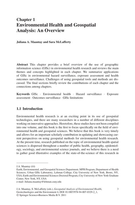 Pdf Environmental Health And Geospatial Analysis An Overview