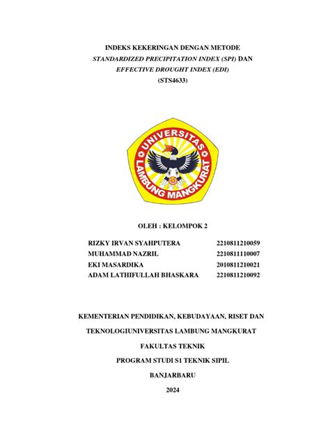 Indeks Kekeringan Dengan Metode Standardized Precipitation Index Spi
