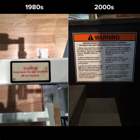 Photo Comparing Warning Labels On Gym Equipment Signal V Noise
