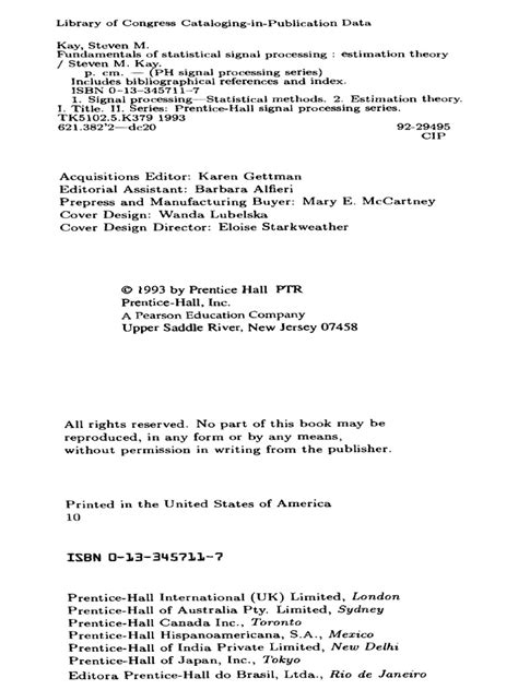 steven m kay fundamentals of statistical signal processing volume i