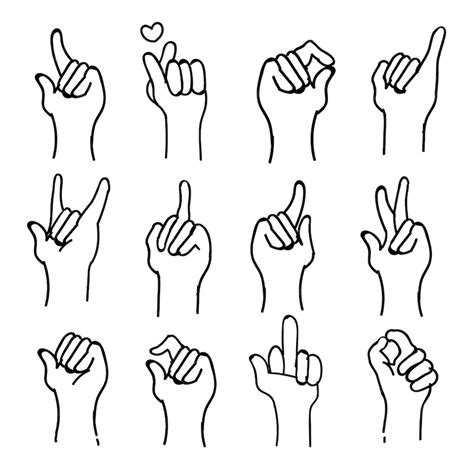 Premium Vector Sets Of Sign Language Theme Doodle Collection In White