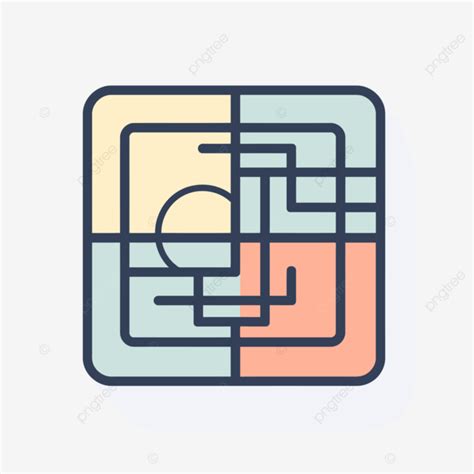 Linear Icon Of A Curved Square Based On Three Different Colors Vector Thin Lineal Icon Flat