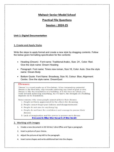 Questions For Information Technology Practical File 2024 Pdf