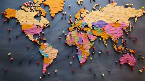 the world map is made of pins and pins are connected to the pins on the